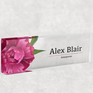 Custom Flower Name Plate for Desk, Office Name Plate, Flower Name Plate ...