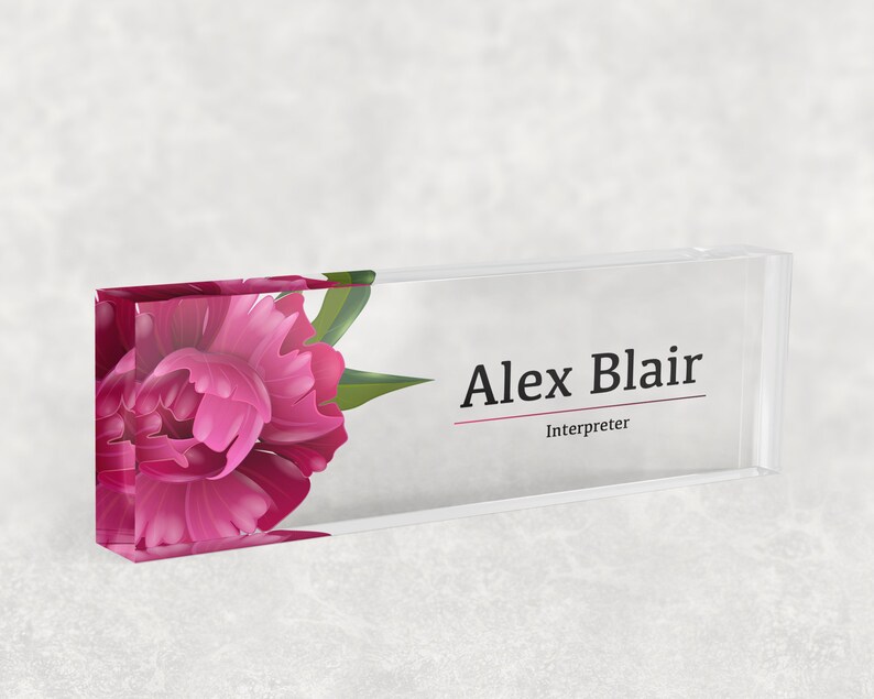 Custom Flower Name Plate for Desk, Office Name Plate, Flower Name Plate ...