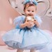 First Birthday Baby Blue Dress Sparkling 1st Birthday Dress Flower Girl ...