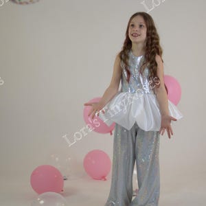 Silver Girls Glitter Party Jumpsuit, Season Hit Girl Costume for ...