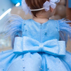 First Birthday Baby Blue Dress Sparkling 1st Birthday Dress Flower Girl ...