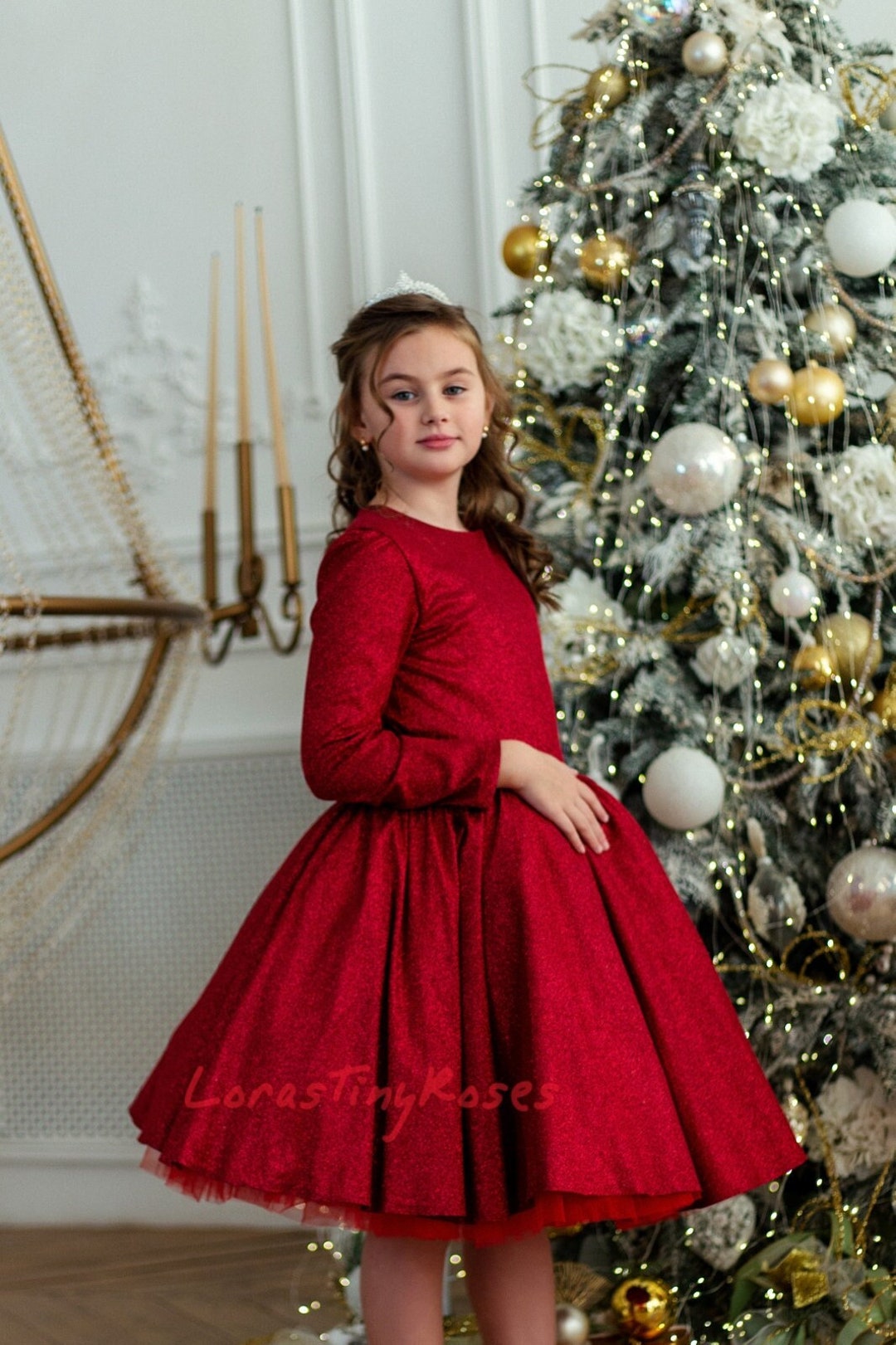 READY TO SHIP Girl Red Christmas Sparking Dress Girl Birthday Red Tulle ...