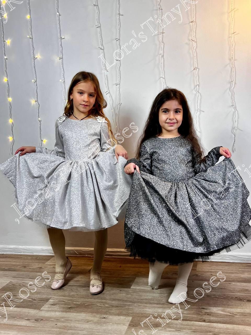 Christmas White Glitter Girl Dress, White Silver Gown, Birthday Girl ...