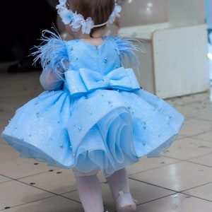 First Birthday Baby Blue Dress Sparkling 1st Birthday Dress Flower Girl ...