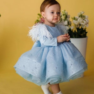 First Birthday Baby Blue Dress Sparkling 1st Birthday Dress Flower Girl ...