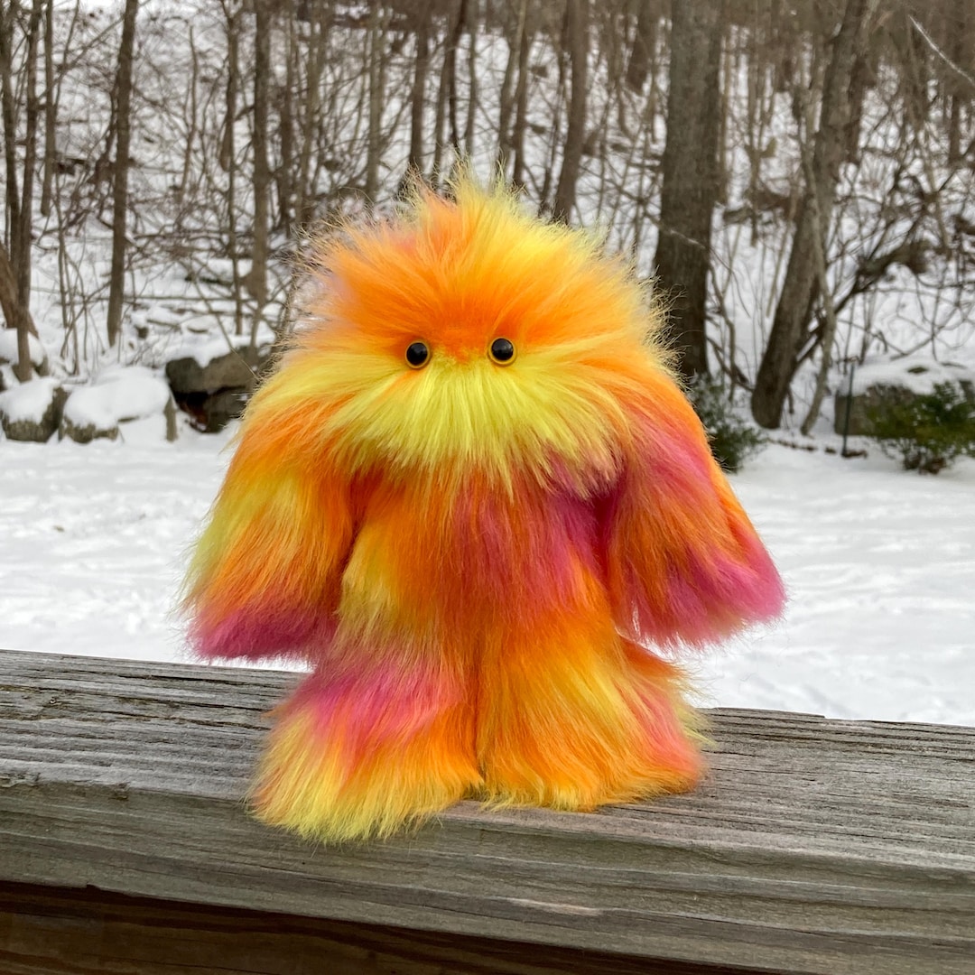 RASPBERRY SHERBET the Bigfoot Mini Plushie With Lemon Yellow Eyes - Etsy