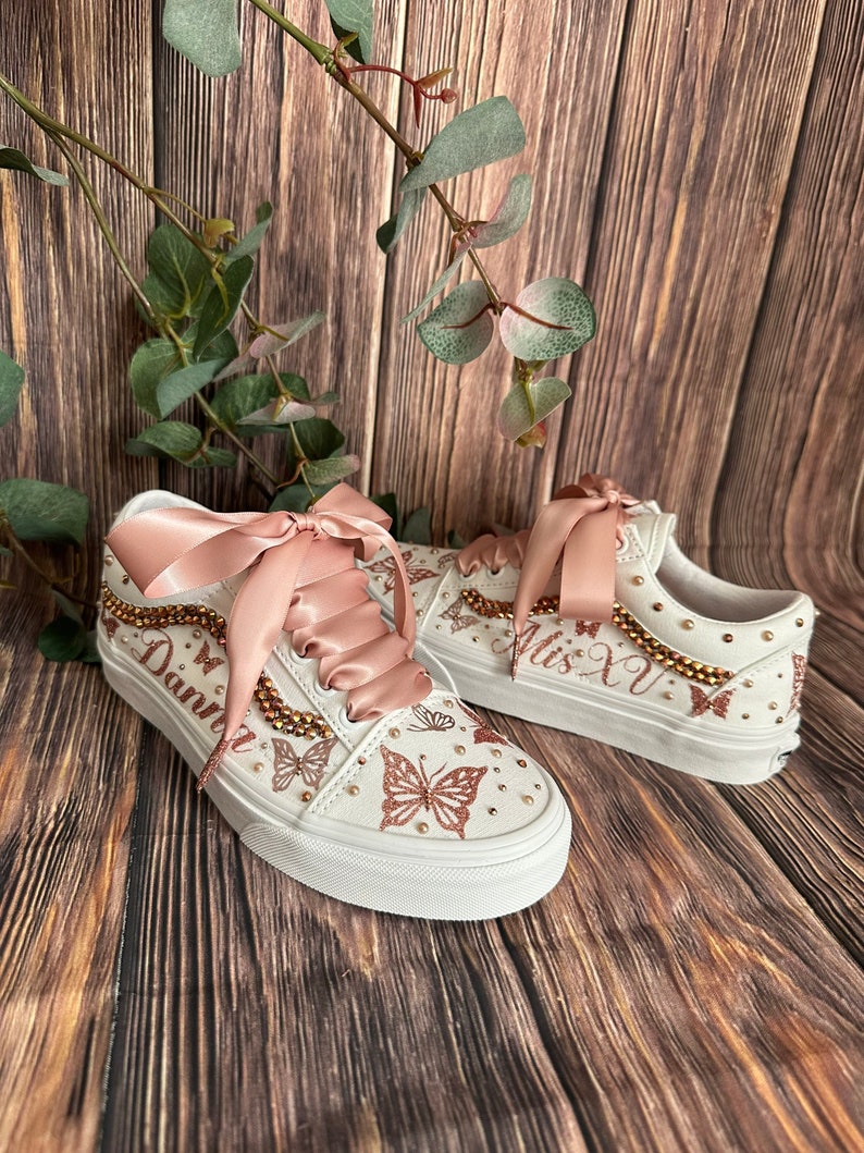 Personalized Butterfly Vans: Custom Bling Shoes for Quinceañera - Etsy