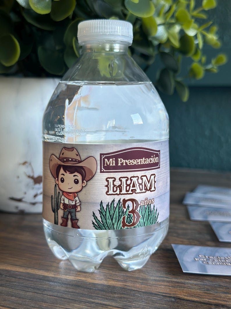 Water Label Sticker/ Water Bottle Label/ Rodeo Party Items/ Baptism ...