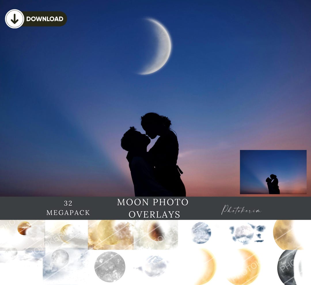 32 MOON OVERLAYS - Overlays for Edit- Moon Overlays- Light Moon ...