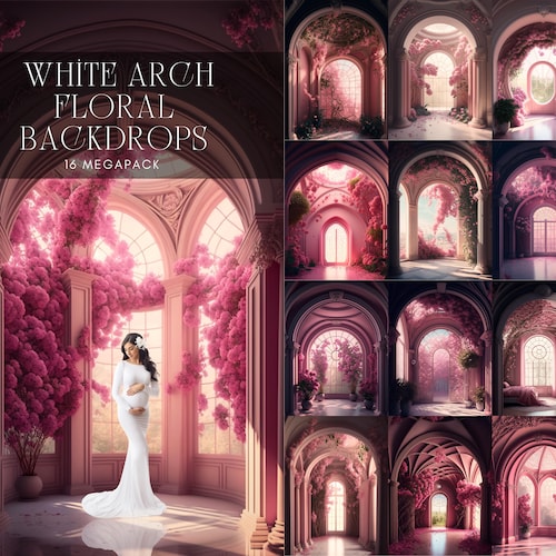 Pink Flower Arch Room Digital Backdrops Maternity Digital - Etsy