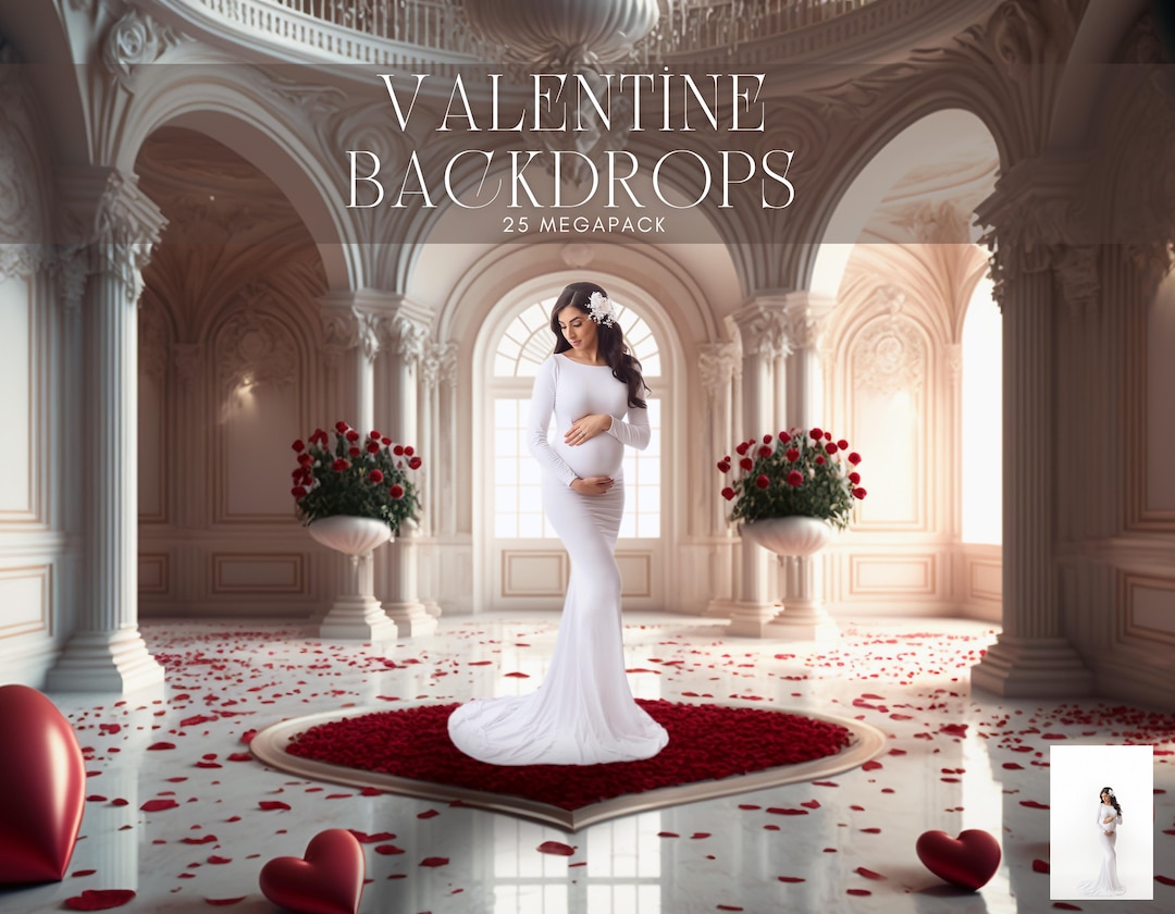 Valentine Digital Backdrop, Valentine's Room Digital Backdrops, White ...