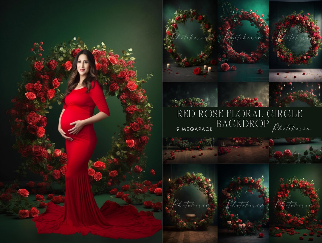 Red Halo Floral Ring Overlays Maternity Backdrop Overlays Studio ...