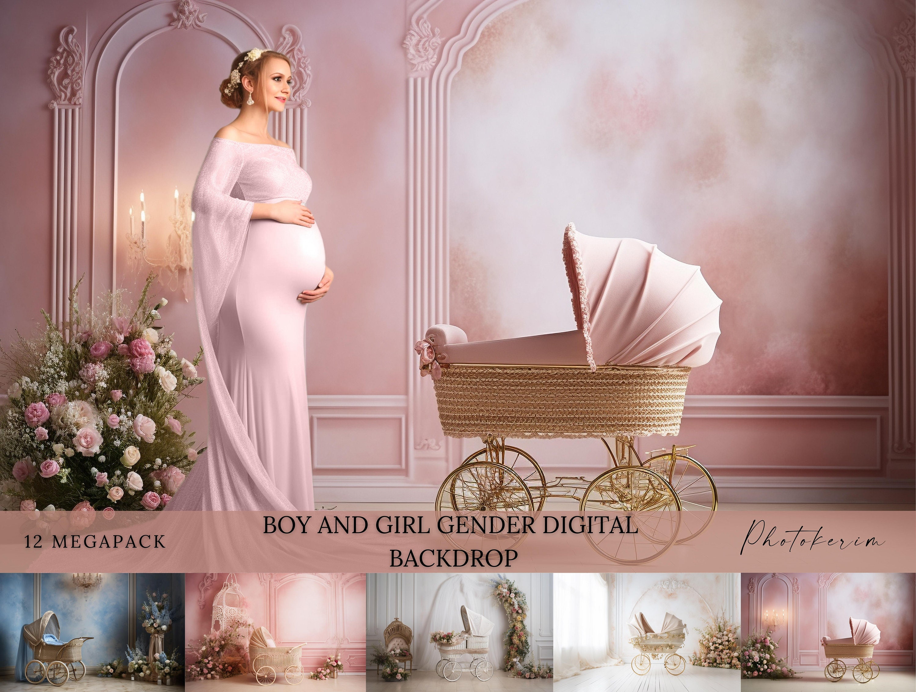 Boy and Gırl Gender Stroller Room Digital Backdrops - Etsy Australia