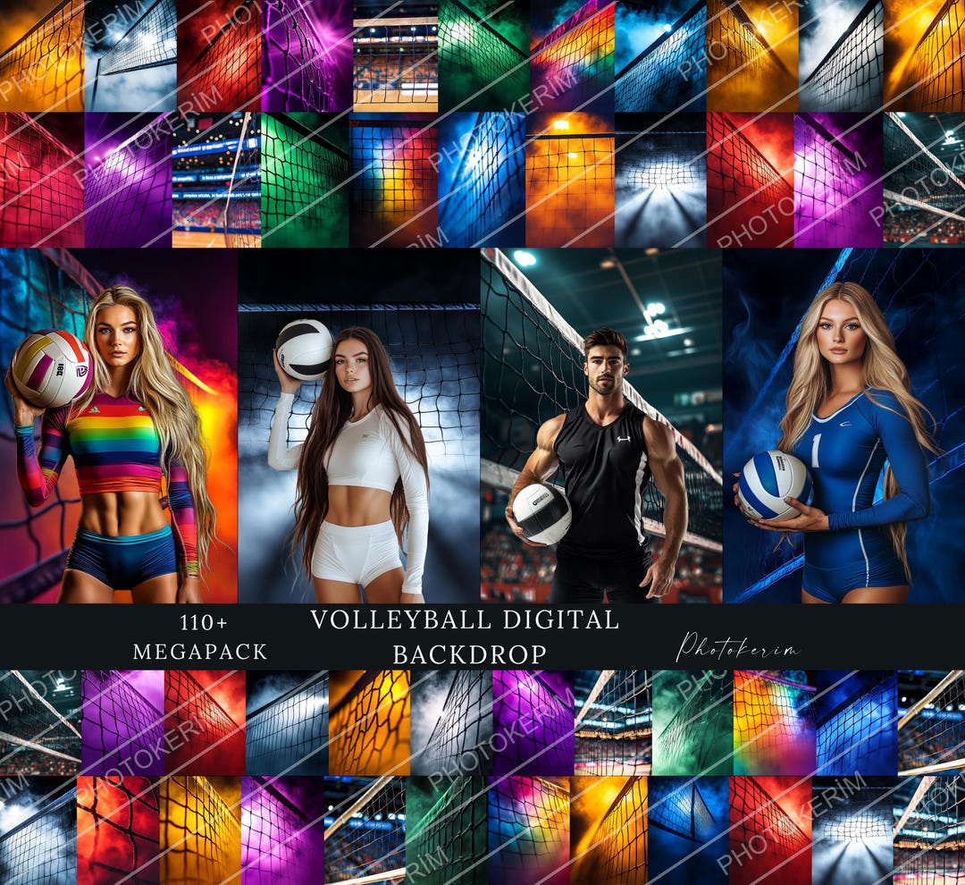 Volleyball Neon Court, Sports Backdrop, for Portraits, Athlete Team ...