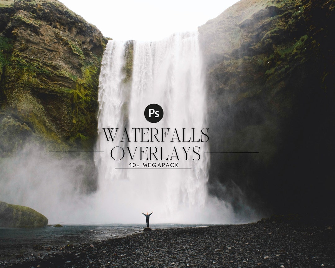 Waterfall Photoshop Overlays, Photo Overlays Package, Nature Landscape ...