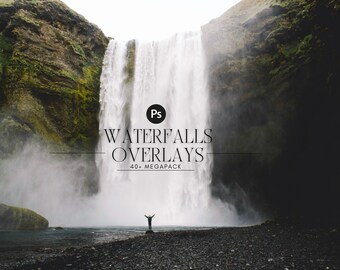 Waterfall Photoshop Overlays, Photo Overlays Package, Nature Landscape ...