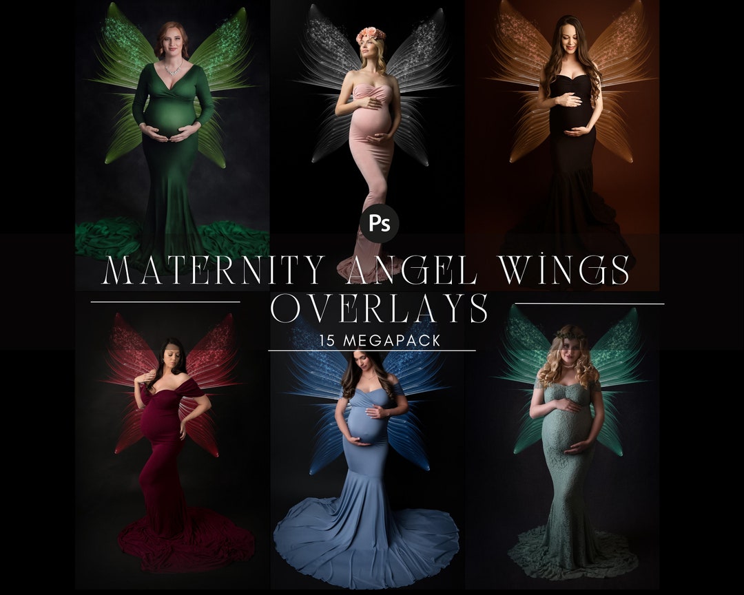15 Maternity Angel Glitter Wings Overlays - Etsy