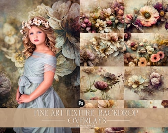 Fine Art Textures 13, Photoshop Overlays, Floral Layer, Photo Editing ...