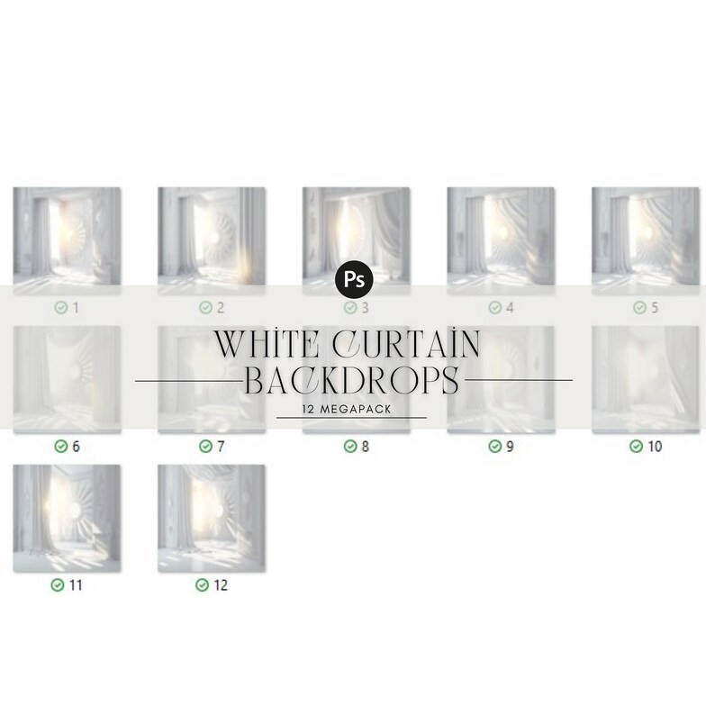 12 White Sheer Curtain Wall Decor Background Digital - Etsy