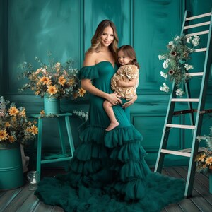 The Ladder Teal Floral Room Digital Backdrops, Maternity Backdrop ...