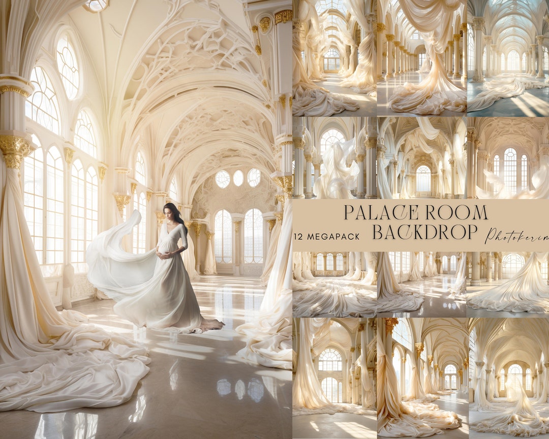 White Large Flying Fabric Room Interior Digital Backdrops, Maternity ...