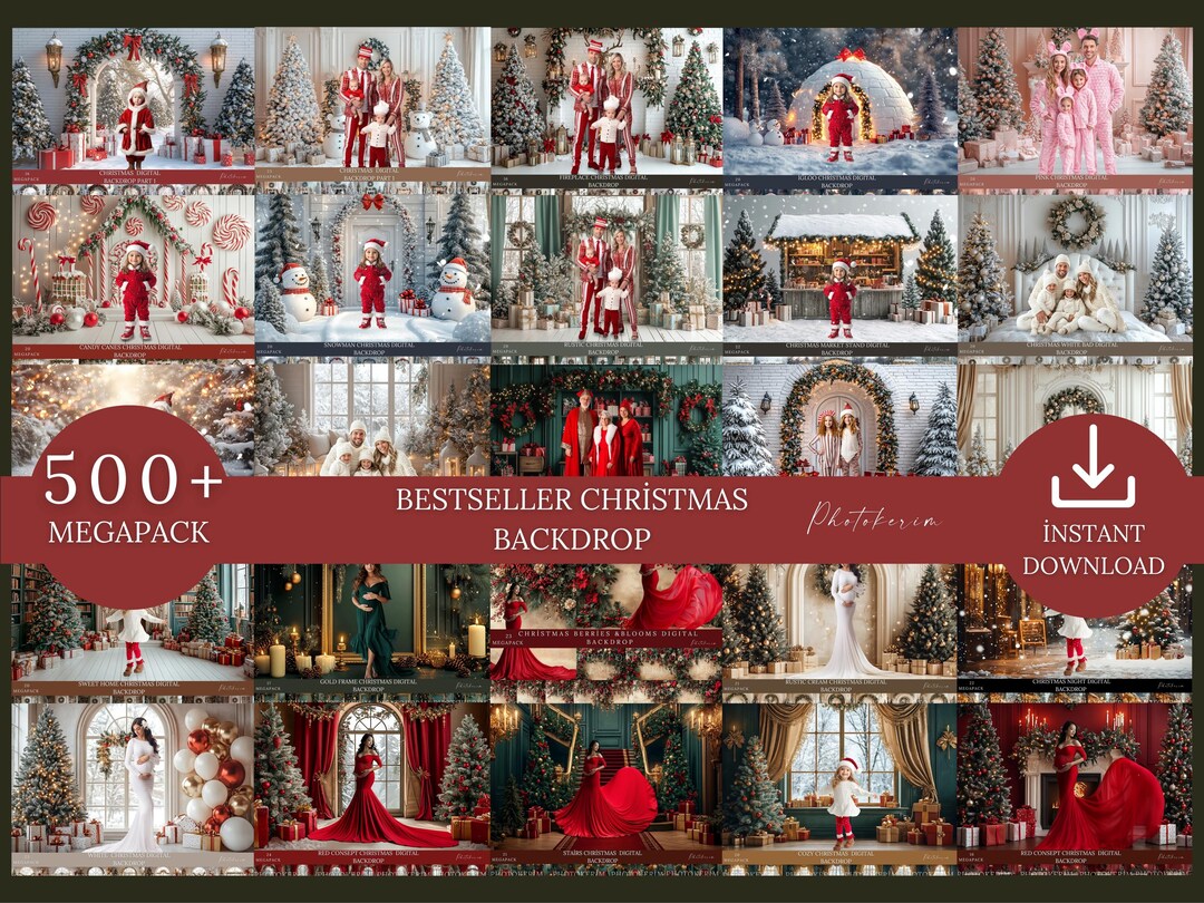 500+ Christmas Bundle Backdrop Christmas Digital Backgrounds Christmas ...