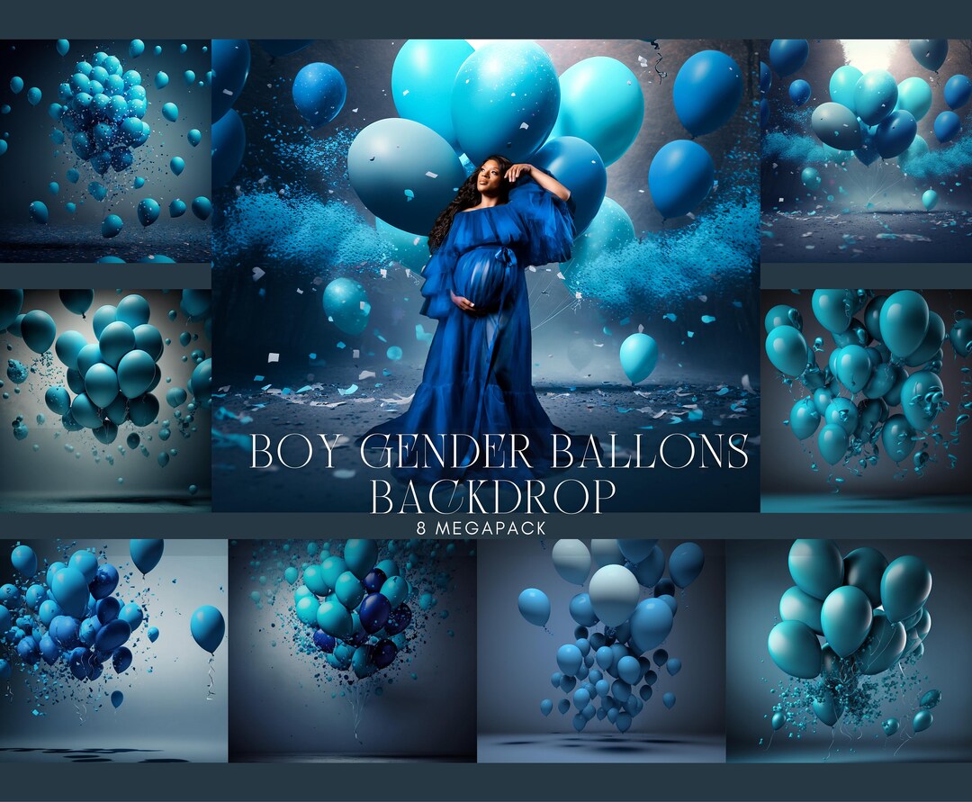 Boy Gender Ballons Backdrop, Digital Backdrops, Maternity Digital ...