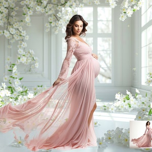 15 White Spring Floral Room Digital Backdrops: Maternity Photography ...