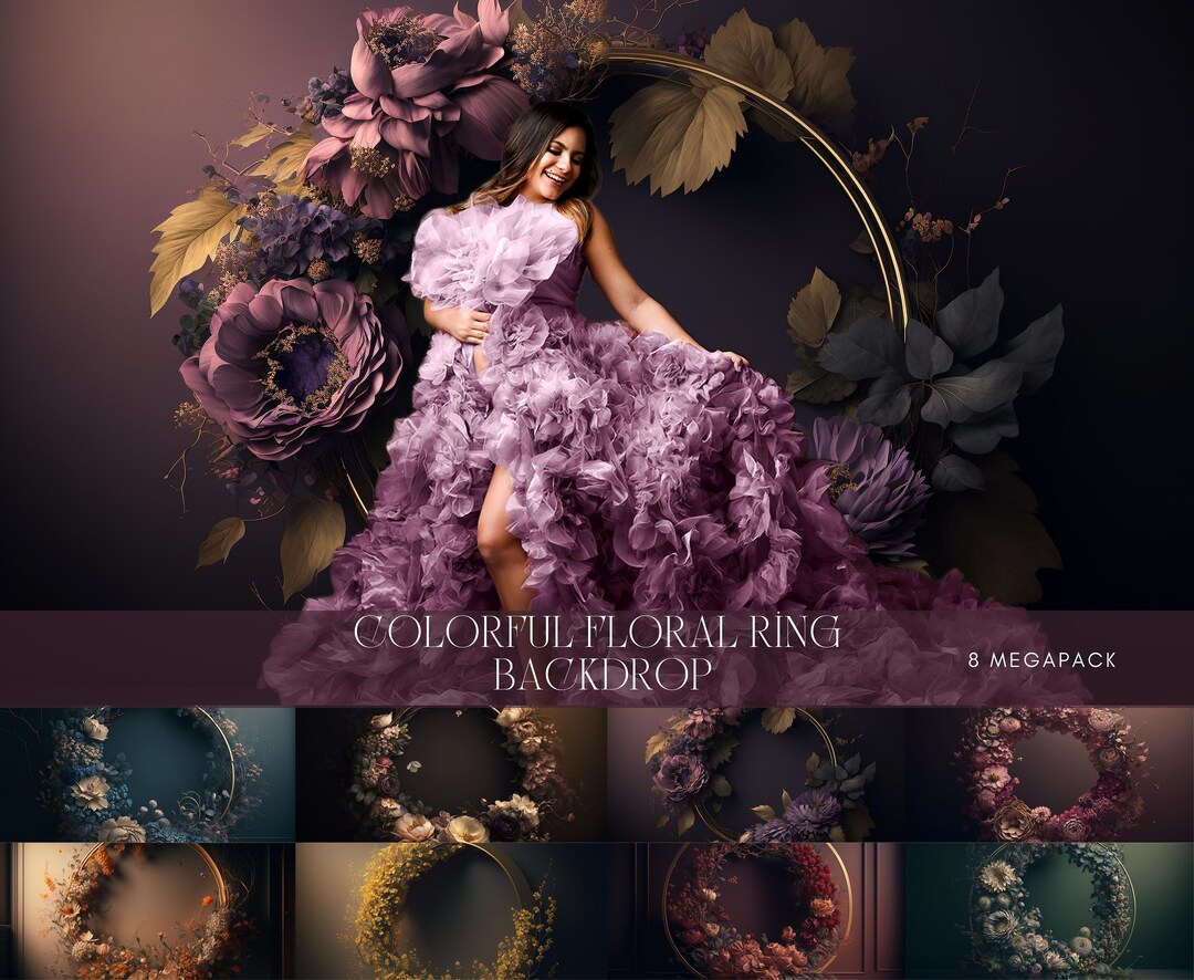 8 X Floral Ring Backdrop Overlays - Maternity Overlays for Photoshop ...