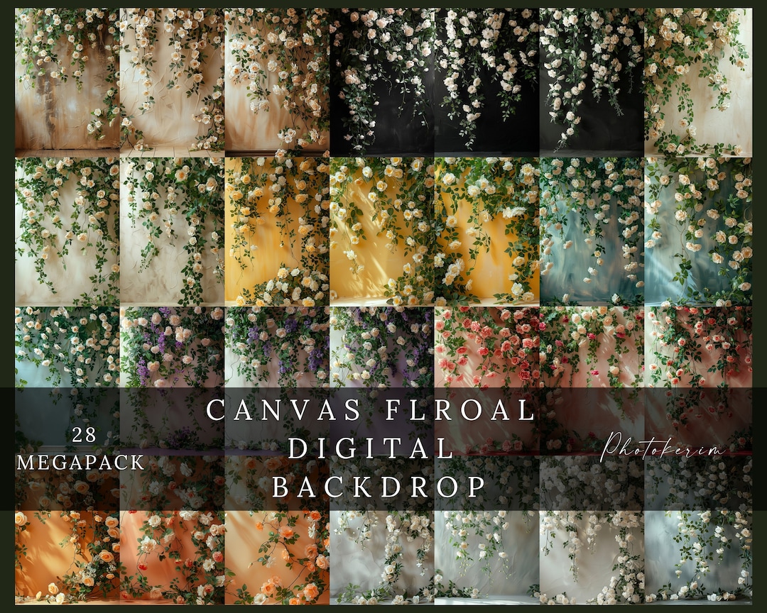 28 Canvas Floral Texture Set Digital Backdrops Maternity Backdrop ...