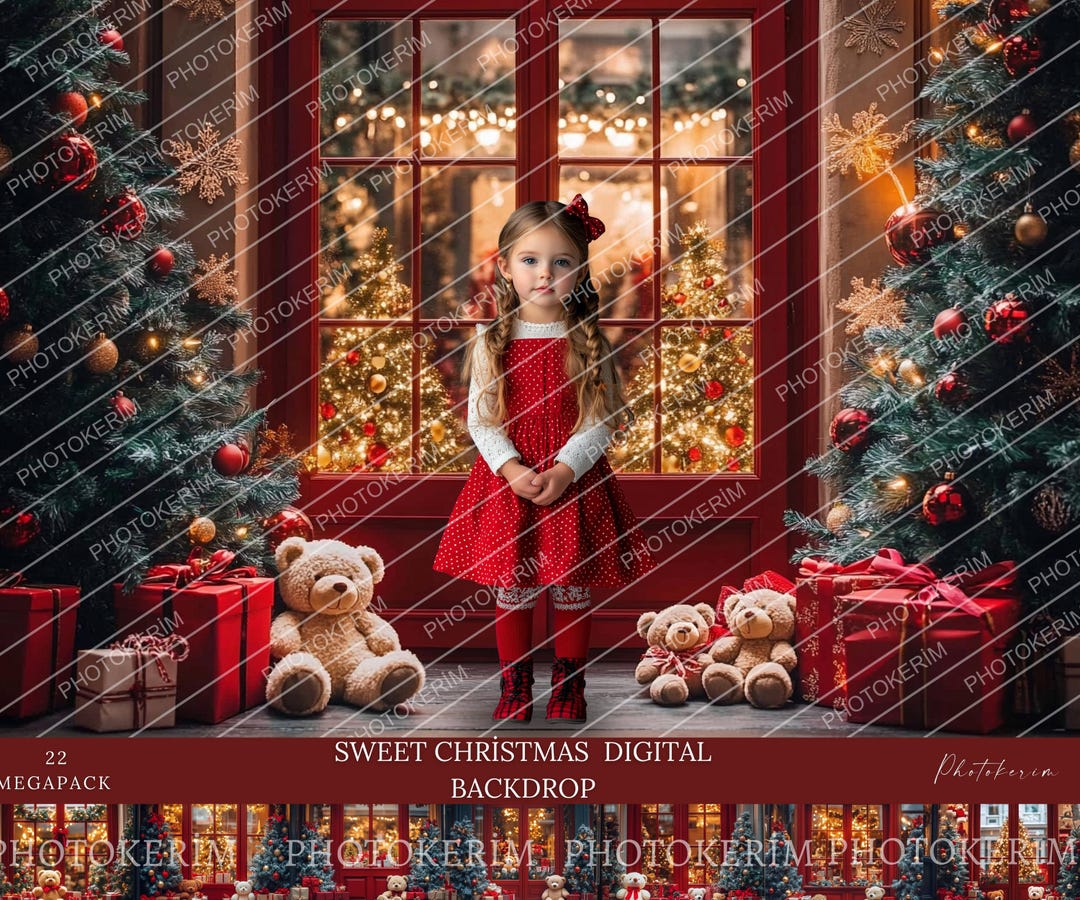 Christmas Night Shop Digital Backdrops, Noel Backdrop, Neutral ...