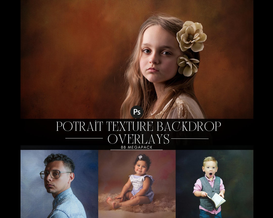 Portrait Texture Backdrop Overlays Megapack, 88 Set, Digital Background ...