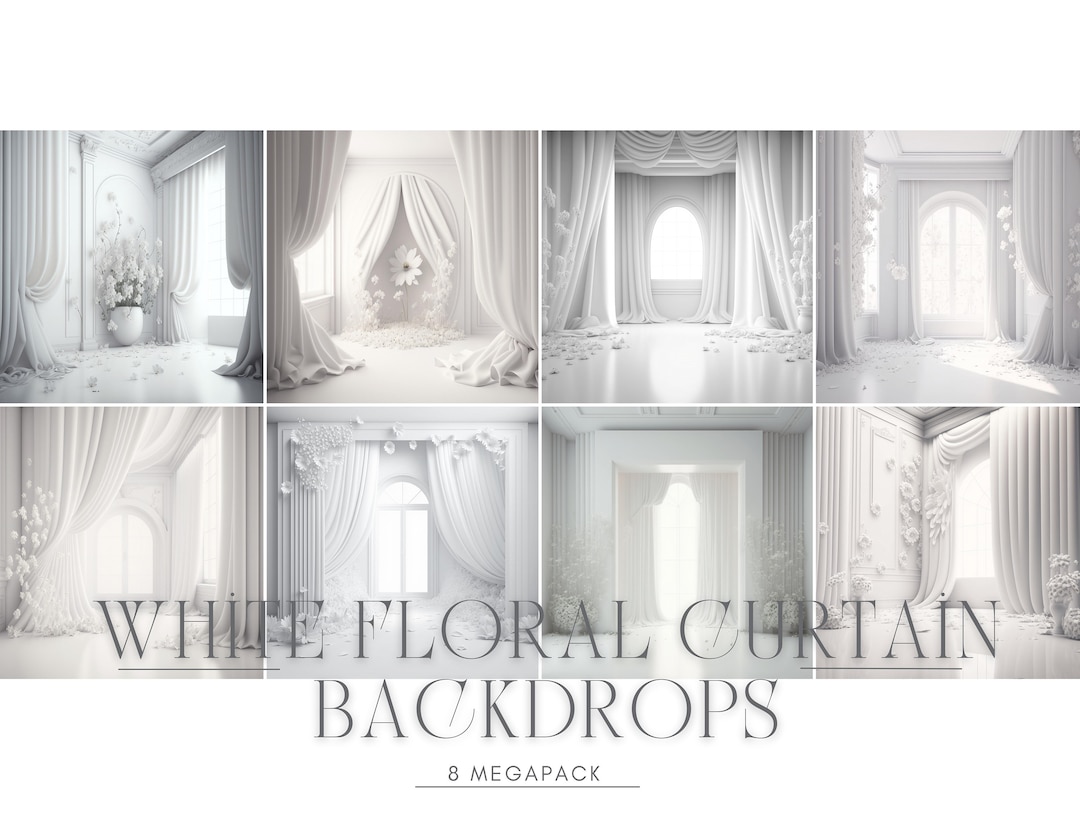 White Floral Curtain Photo Overlays: Wedding Bokeh Backdrops (JPG) - Etsy