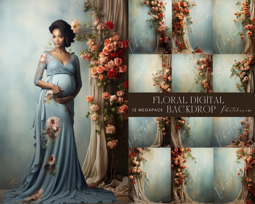 Floral Fabric Backgrounds Digital Backdrop Overlay Digital Floral ...