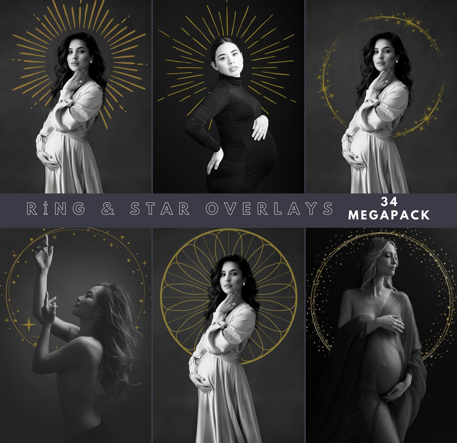 PNG Overlays Star & Circle Background Overlay GOLD Halo - Etsy
