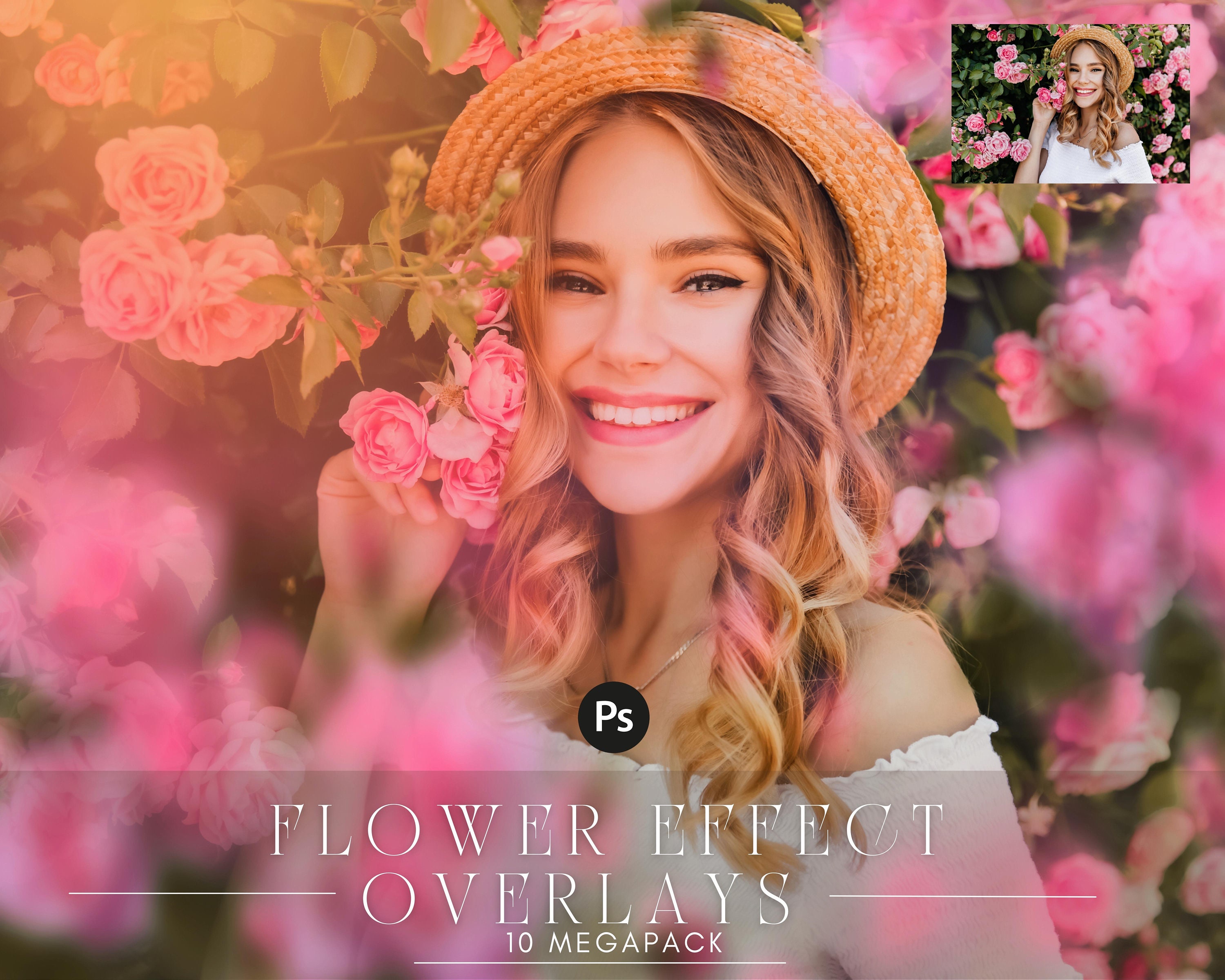 10 Painted Flower Photo Overlays Art Frame Photoshop - Etsy