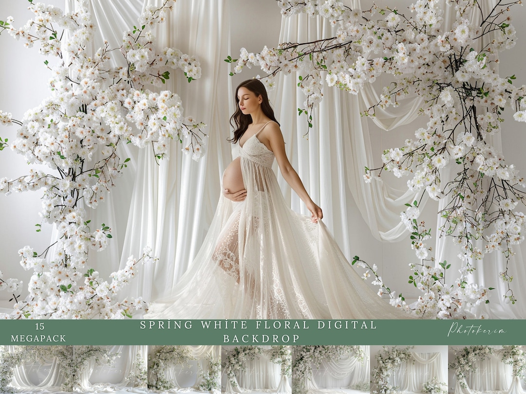 Spring Floral Digital Backdrop: Maternity Newborn Photography (JPG File ...
