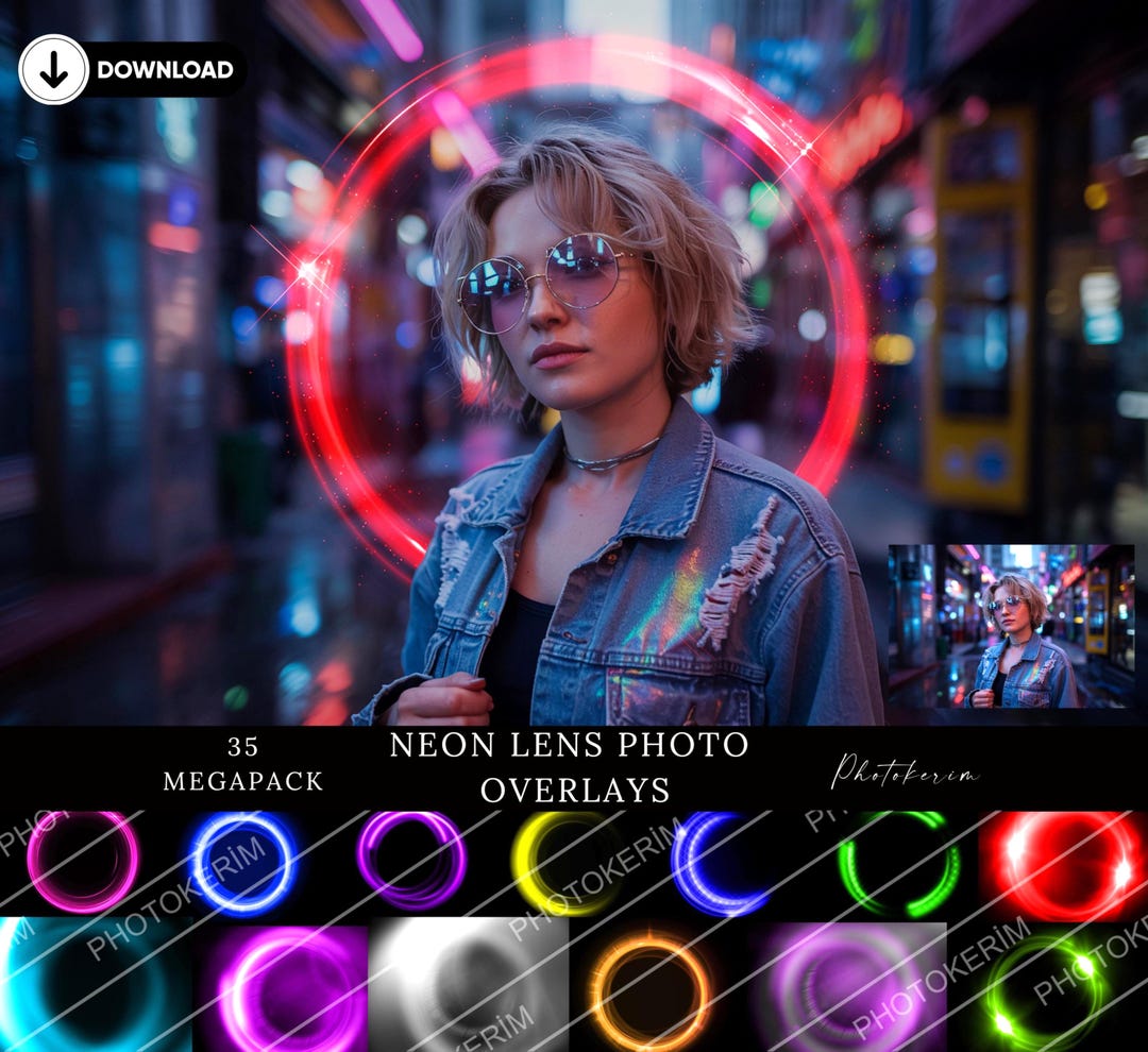 35 Neon Light Flare Effects Overlays- Neon Overlays- Neon Lighting ...