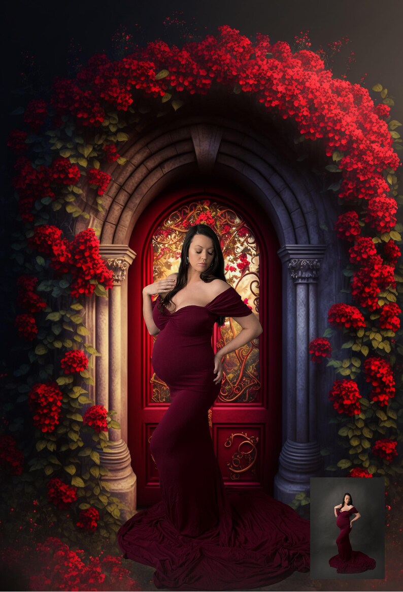 Arch Floral Door Backdrops Maternity Backdrop Overlays - Etsy