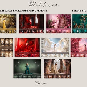 8 Color Sheer Curtain Arch Wall Decor Background, Digital Backdrop ...