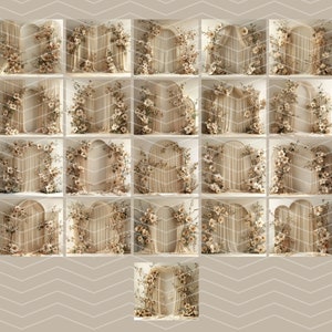 Cream Flower Arch Backdrop Overlays Wedding Arch Backdrop Floral ...