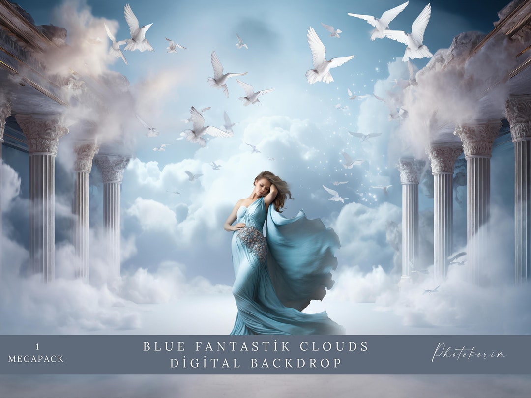 Pastel Blue Dream Set Digital Backdrops, Maternity Backdrop Overlays ...