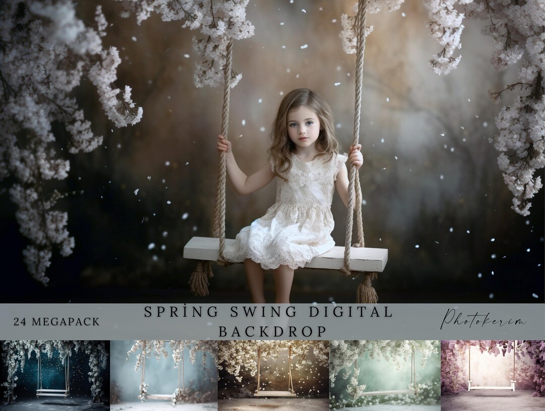 24 Spring Flower Swing Digital Backdrops, Maternity Digital Backdrops ...