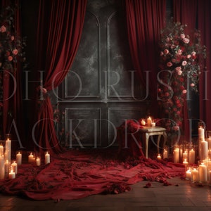 Red Rustic Floral Room Digital Backdrops, Maternity Backdrop Overlays ...