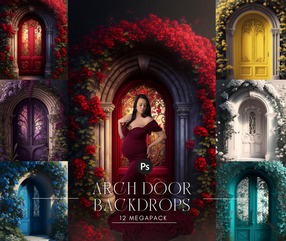 Arch Floral Door Backdrops, Maternity Backdrop Overlays, Studio ...