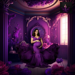 8 Purple Floral Room Backdrops, Maternity Backdrop Overlays, Studio ...