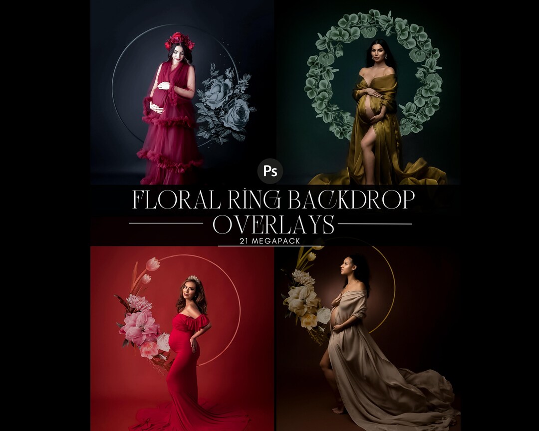 Floral Ring Backdrop Overlays Maternity Overlays for Photoshop, Ring ...