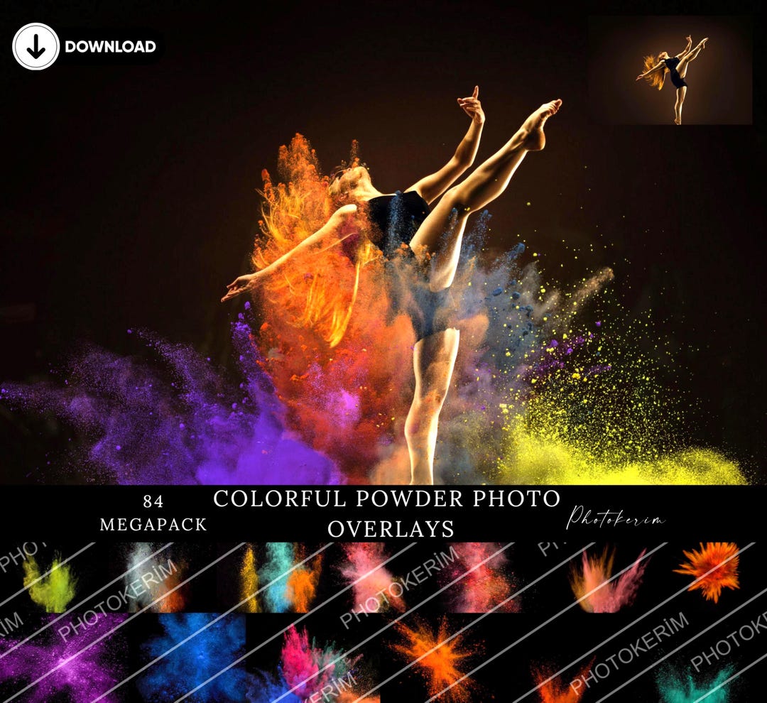 84 Colorful Powder Explosion Overlays, Paint Holi, Photography Prop ...