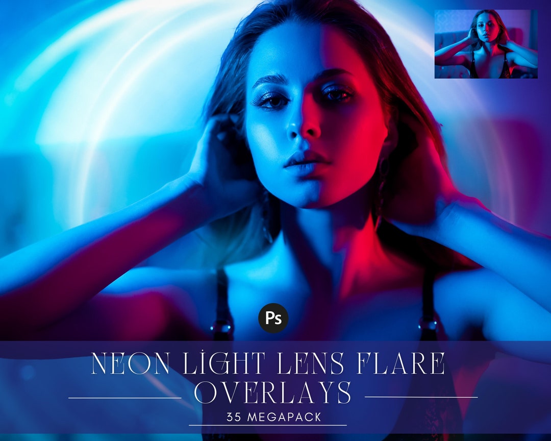 35 Neon Light Flare Effects Overlays- Neon Overlays- Neon Lighting ...