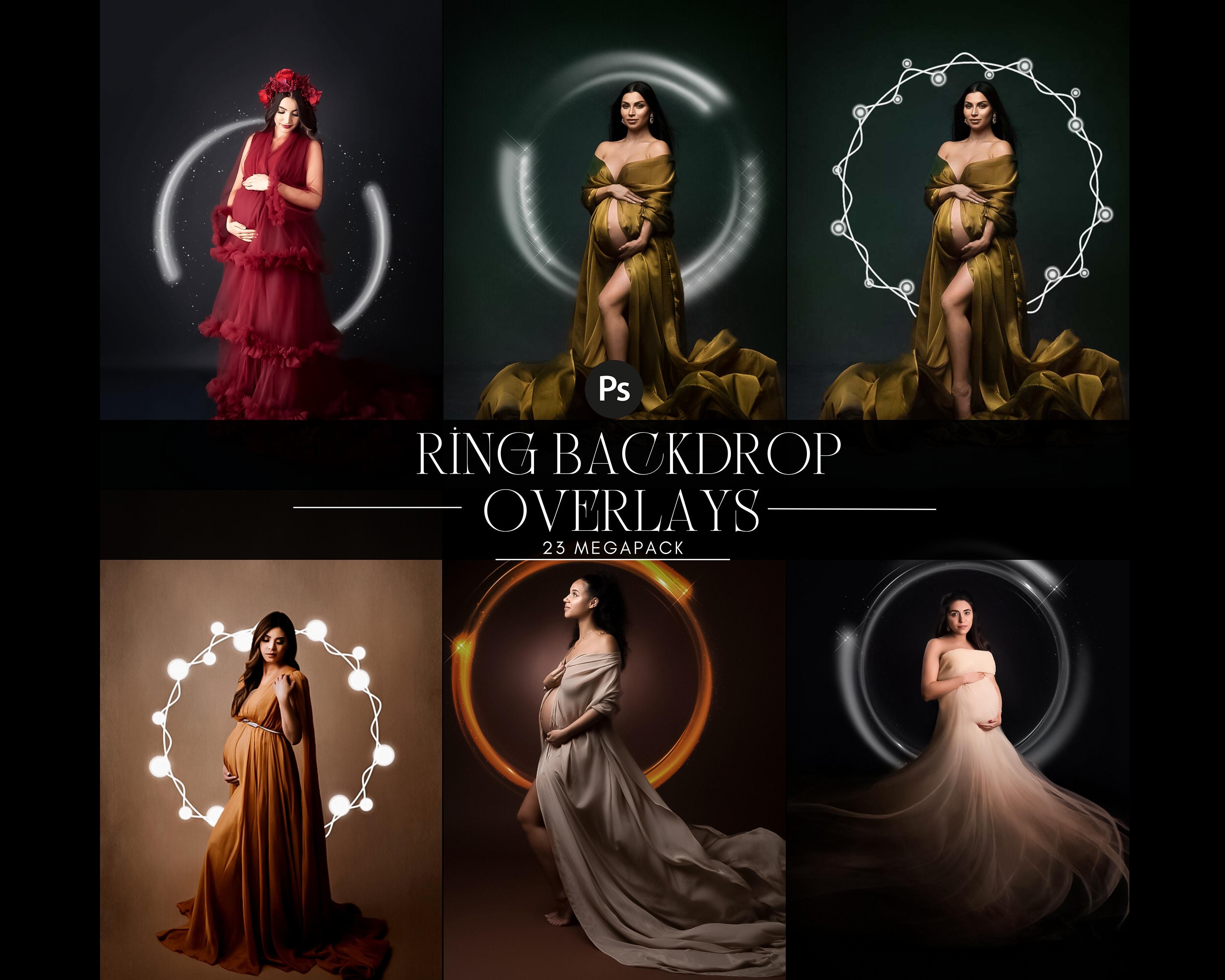 Silver Gold and Light Ring Overlays for Photoshop Maternity - Etsy